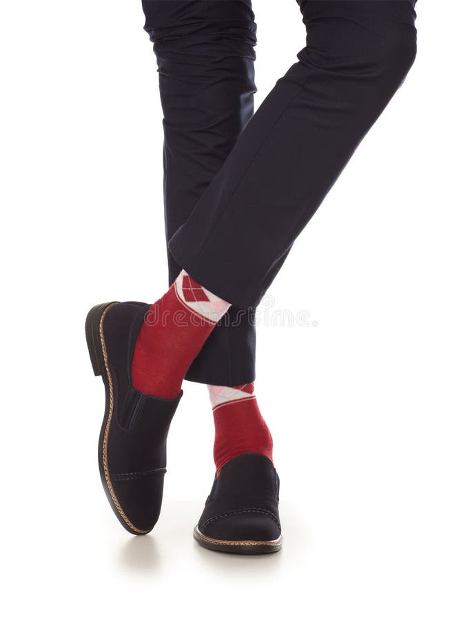 Jambe D'homme Dans Les Chaussettes Rouges Image stock - Image du ...