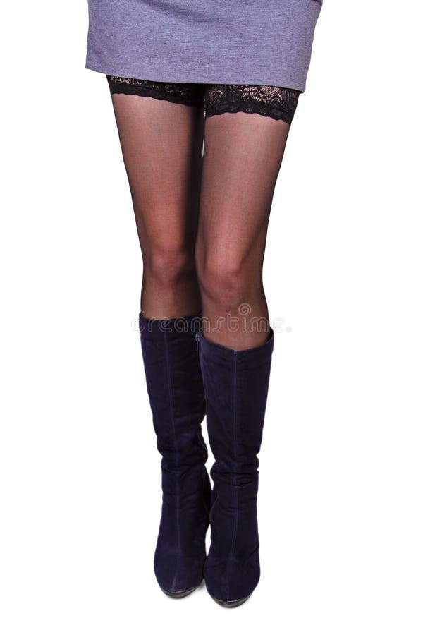 Jambes Femelles Dans Les Bas Nets Image stock - Image du fille, chaud ...