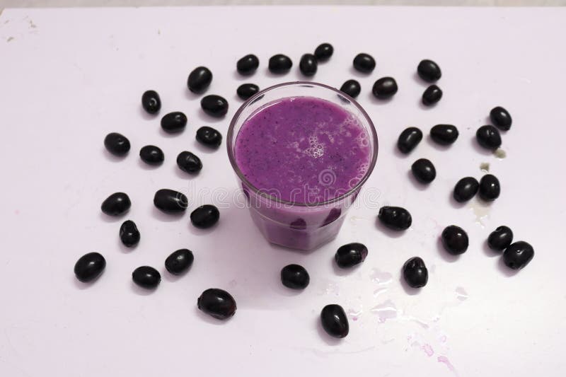 Jambolan Plum or Java Plum Juice Isolated on White Background Stock ...