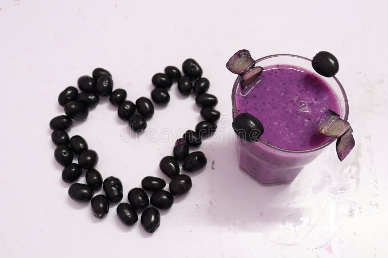 Jambolan Plum or Java Plum Juice Isolated on White Background Stock ...