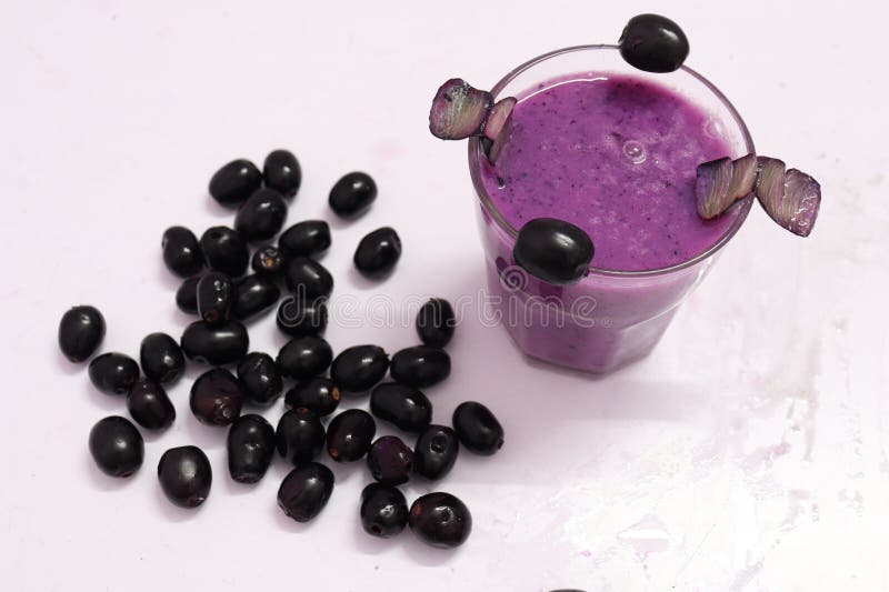 Jambolan Plum or Java Plum Juice Isolated on White Background Stock ...