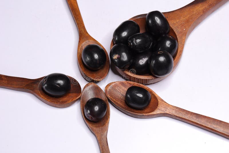 Jambolan Plum or Java Plum Isolated on White Background Stock Photo ...