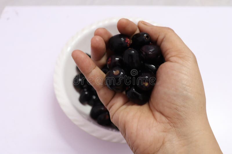 Jambolan Plum or Java Plum Juice Isolated on White Background Stock ...