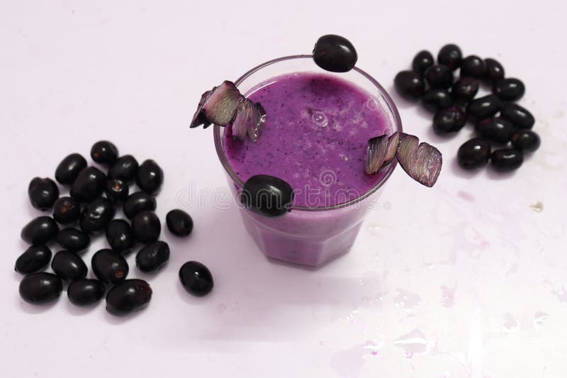 Jambolan Plum or Java Plum Juice Isolated on White Background Stock ...