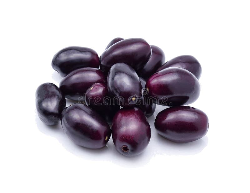 Jambolan Plum, Java Plum Syzygium Cumini on White Background Stock ...
