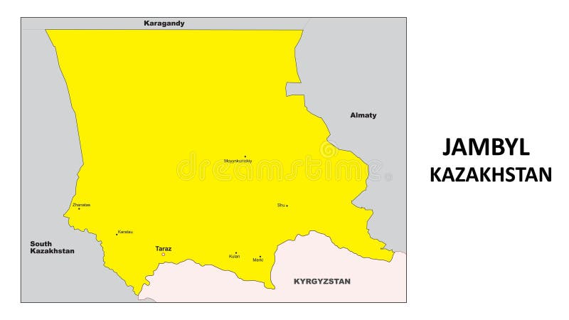 Jambyl Map. District Map of Kazakhstan in Color with Capital. District ...