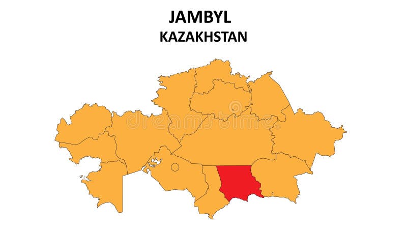 Jambyl Map in Kazakhstan. Vector Map of Kazakhstan. Regions Map of ...