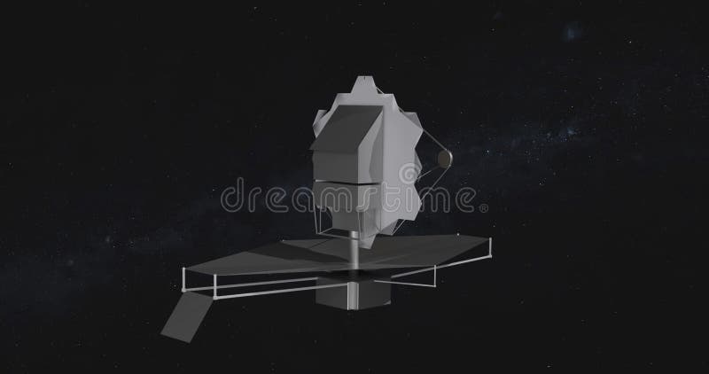 James Webb Space Telescope Side View Rotation in Outer Space. 3D ...