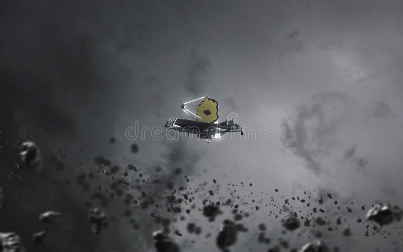 James Webb Telescope Explores Deep Space. JWST Launch Art Stock ...