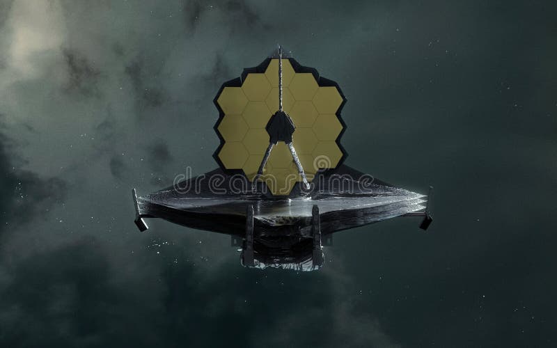 James Webb Telescope Explores Deep Space. JWST Launch Art Stock Image ...