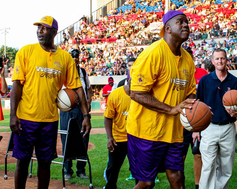 James Worthy, Magic Johnson Y Kareem Abdul-Jabbar Imagen de archivo ...