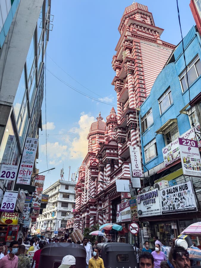 Jami Ul-Alfar Mosque, the Red Mosque in Colombo, Sri Lanka. Editorial ...