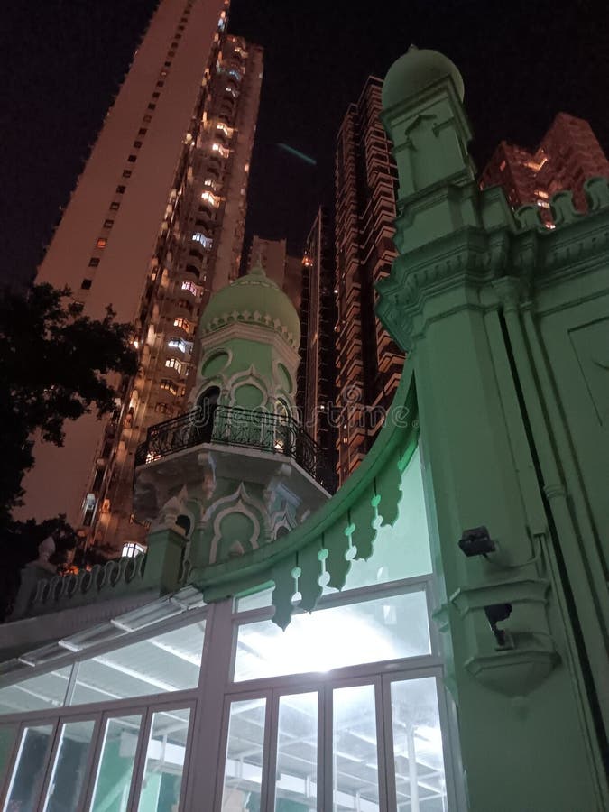 Jamia Mosque at Night in Hong Kong Stock Photo - Image of varieties ...