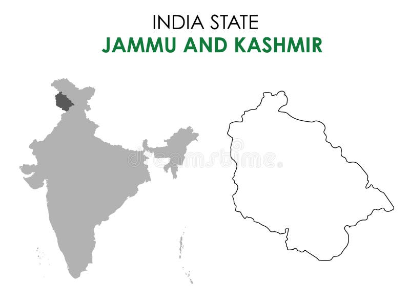 Jammu and Kashmir Map of Indian State. Jammu and Kashmir Map Vector ...
