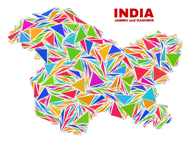 Jammu and Kashmir State Map - Mosaic of Color Triangles Stock Vector ...