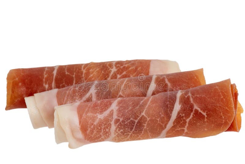 Jamon Meat Rolled Up in a Roll Isolate on a White Background. Delicious ...