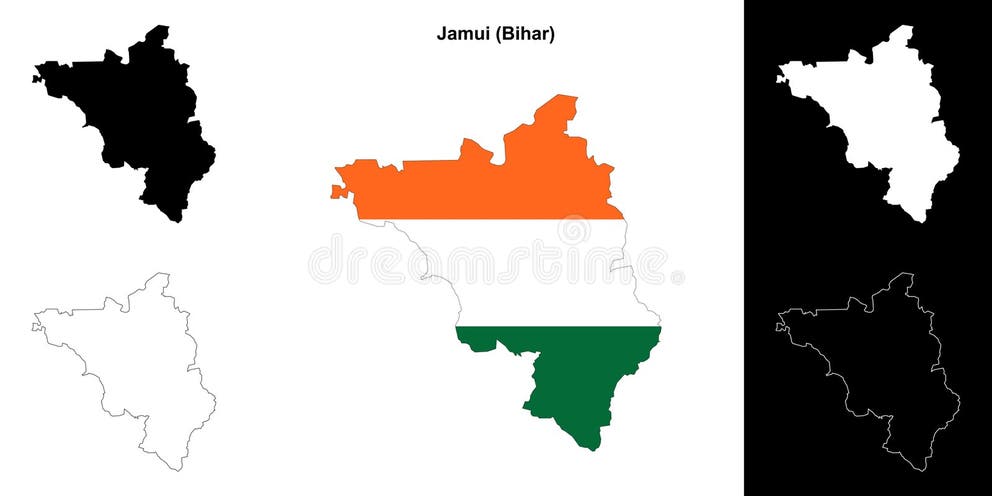 Jamui outline map stock vector. Illustration of territory - 368824347