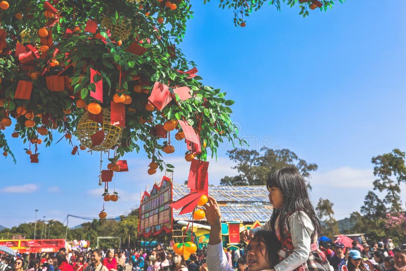 Jan 29 2025 Child Placing Red Envelope on Tangerine Tree Editorial ...