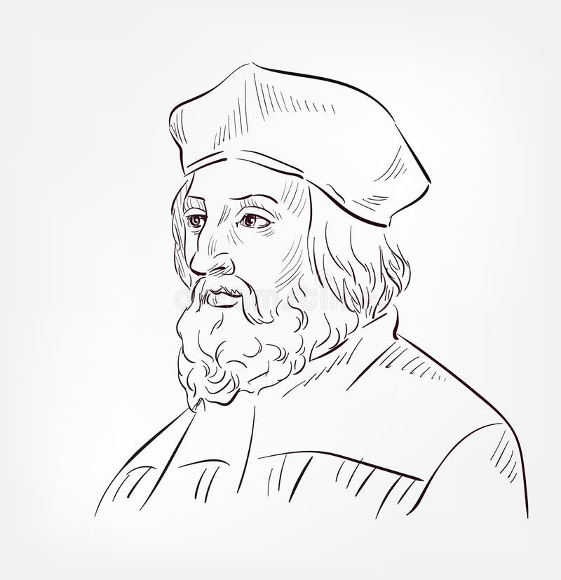 Jan Hus Vector Sketch Portrait Face Famous Editorial Stock Image ...