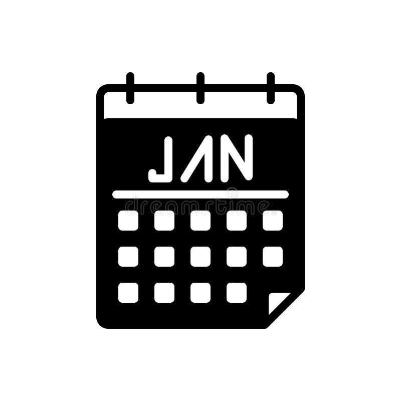 Black Solid Icon for Jan, January and Calender Stock Vector ...