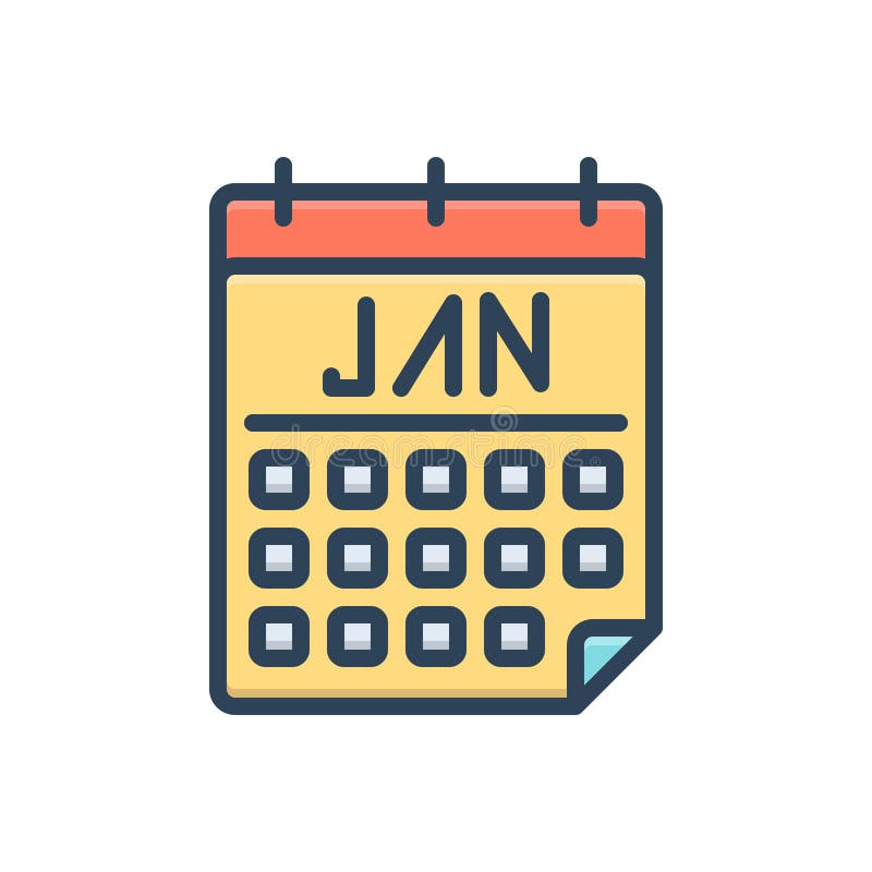 Color Illustration Icon for Jan, January and Calendar Stock ...