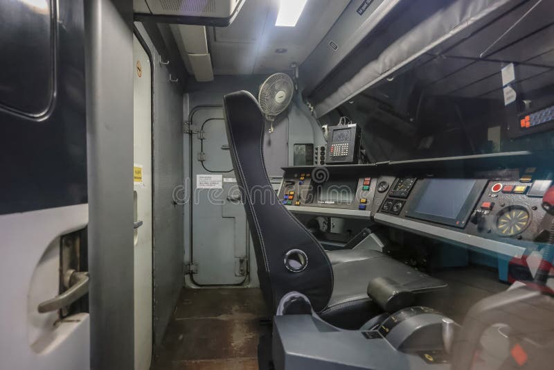 Jan 23 2025 Interior of a Advanced Train Cab Featuring Control Panel ...