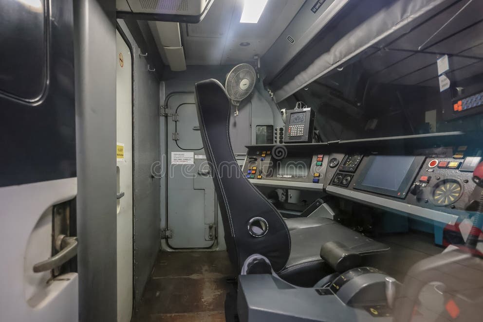 Jan 23 2025 Interior of a Advanced Train Cab Featuring Control Panel ...