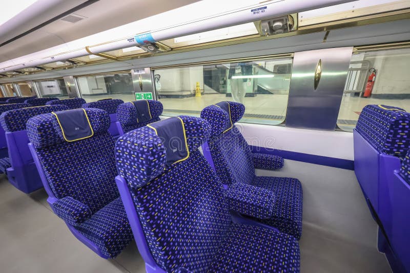 Jan 23 2025 Interior of a Modern Train with Comfortable Seating ...