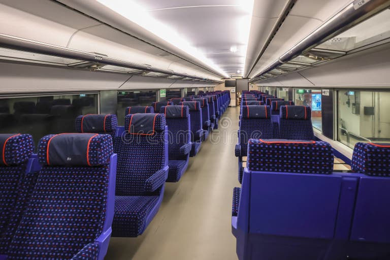 Jan 23 2025 Interior of a Modern Train with Comfortable Seating ...