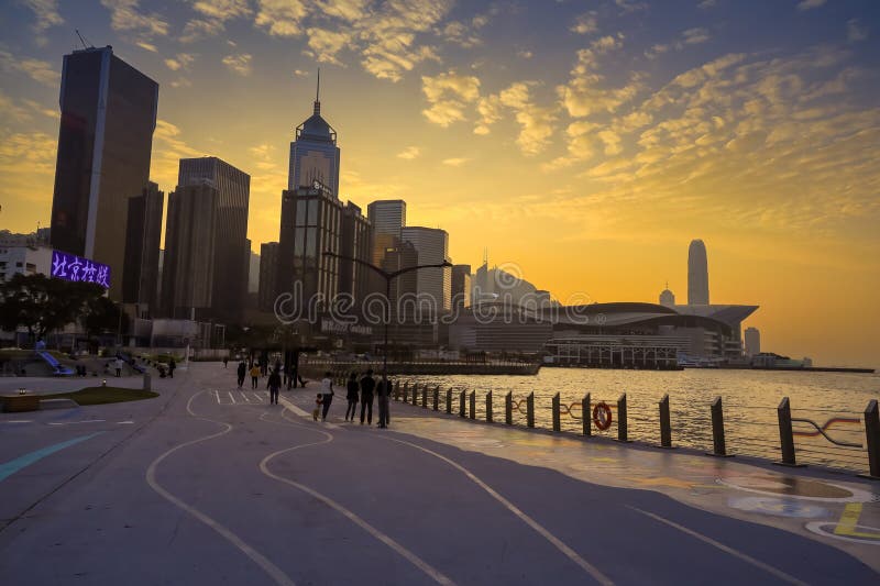 Sunset Silhouette Cityscape with Waterfront Promenade Jan 12 2024 ...
