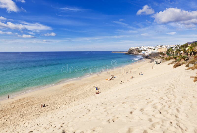 Jandia Beach and the Old Town of Morro Jable Stock Image - Image of ...