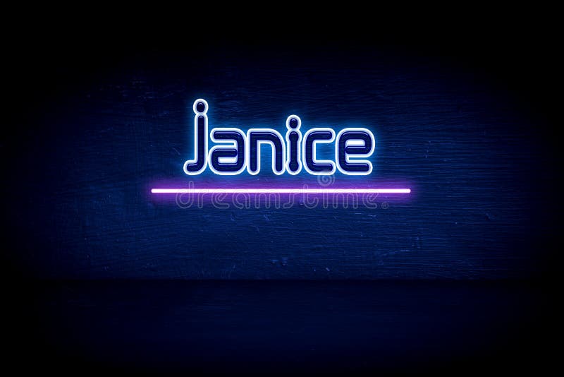 Janice - Blue Neon Announcement Signboard Stock Photo - Image of text ...