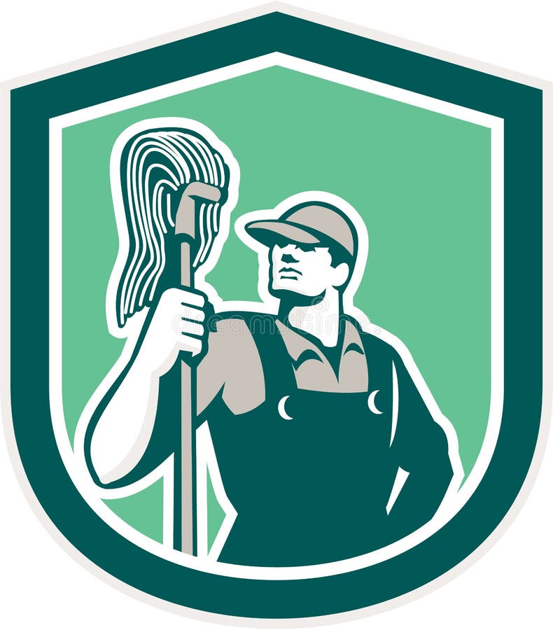 Janitor Cleaner Vacuum Carpet Cleaning Shield Stock Vector ...
