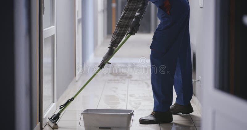 Janitor Cleaning a Corridor Stock Image - Image of working, hallway ...