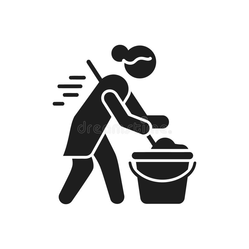 Janitor Cleaning Icon stock vector. Illustration of bucket - 361856604
