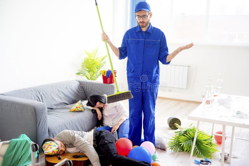 Janitor cleaning a mess stock image. Image of cleaning - 100568979
