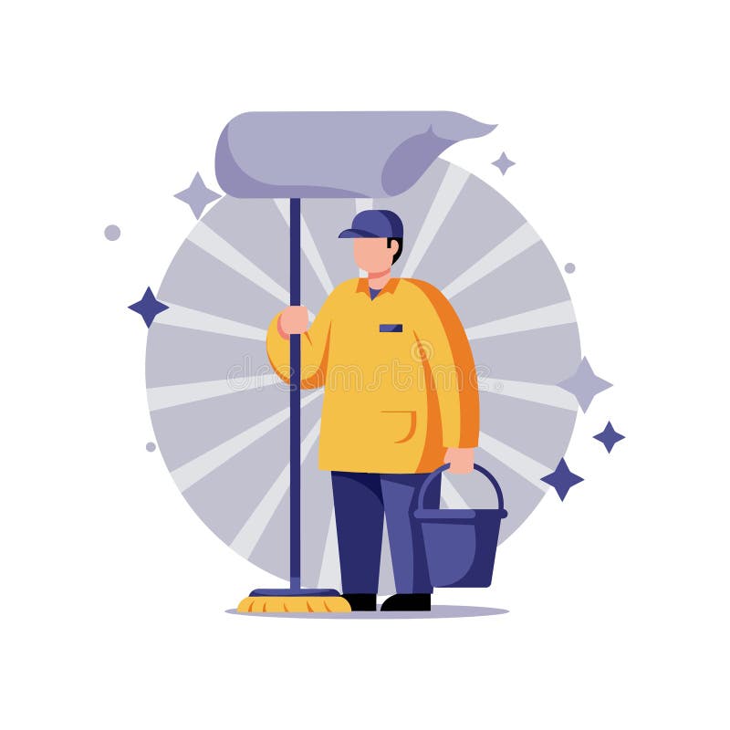 Janitor Holding Mop Stock Illustrations – 485 Janitor Holding Mop Stock ...
