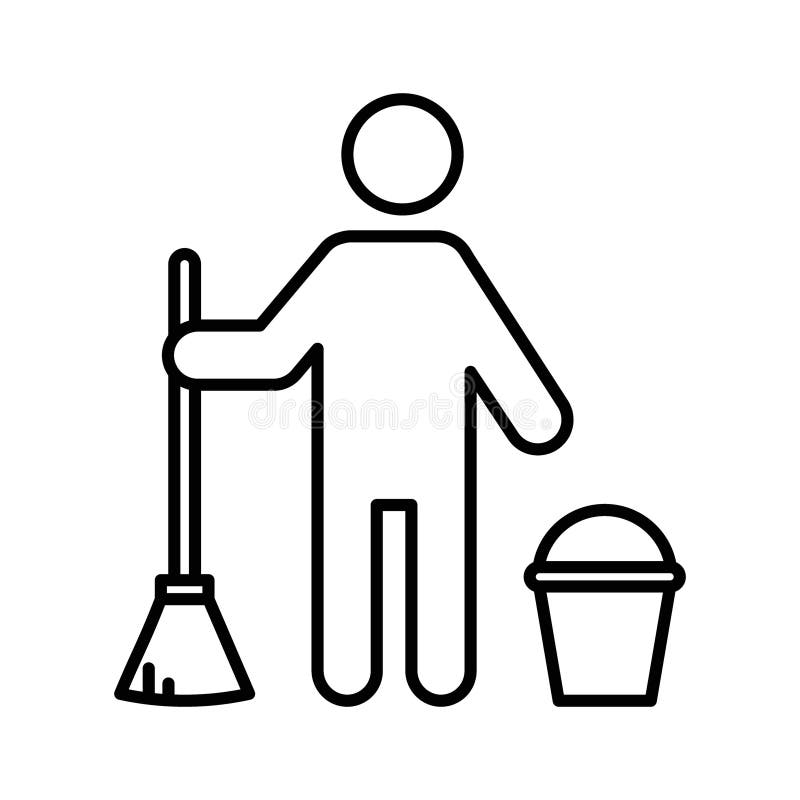 Janitor Icon Linear Logo Mark in Black and White Stock Vector ...