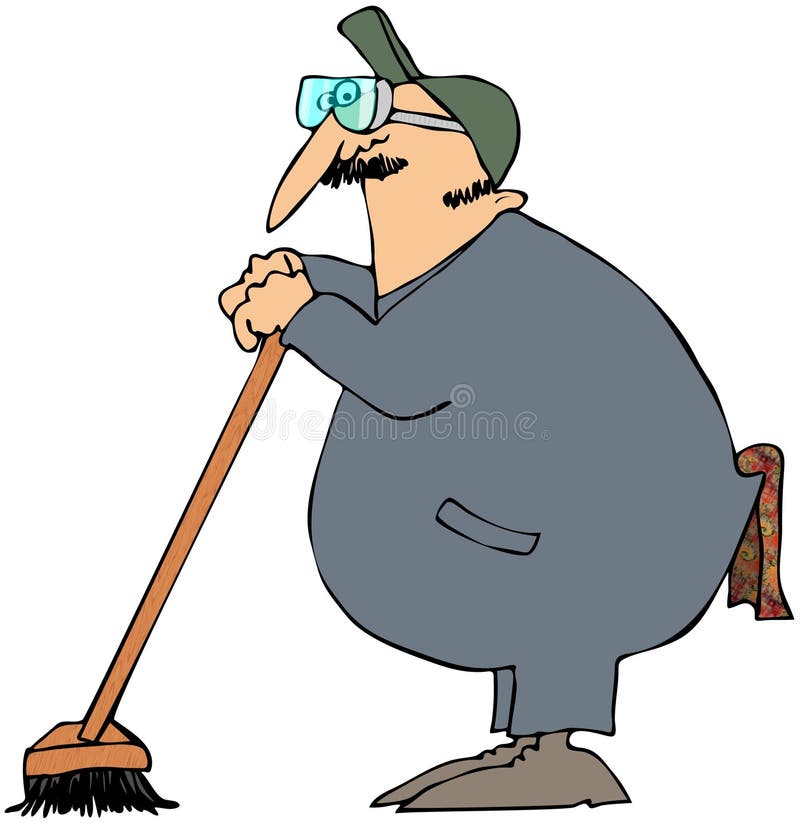 Janitor Leaning Stock Illustrations – 23 Janitor Leaning Stock ...