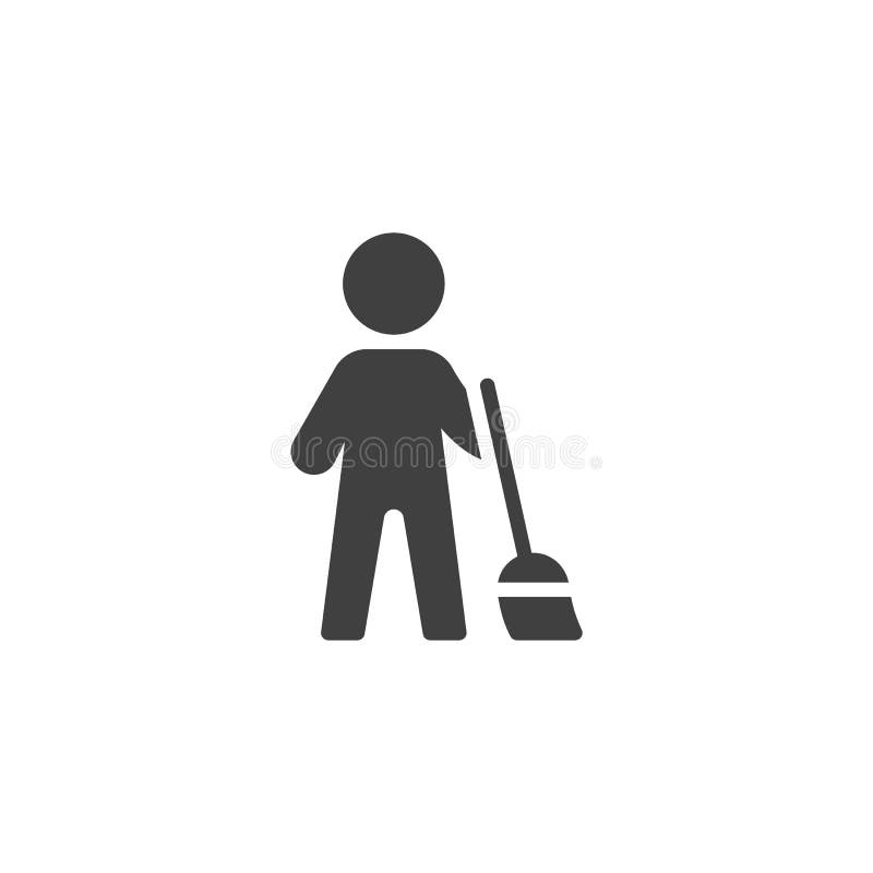 Janitor Man Sweeping Vector Icon Stock Vector - Illustration of design ...