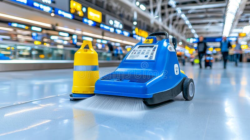 A Janitor Operating a Floor Scrubber in a Mall - an Example of ...