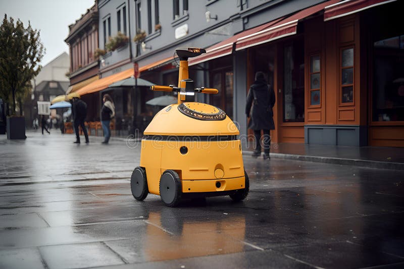 A Janitor Robot Cleans the Streets of the City, Generative AI 1 Stock ...