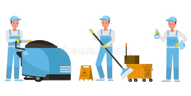 Janitor Vector Character Design. Presentation in Various Action. No3 ...