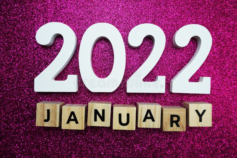 2022 January Alphabet Letters on Pink Glitter Background Stock Photo ...