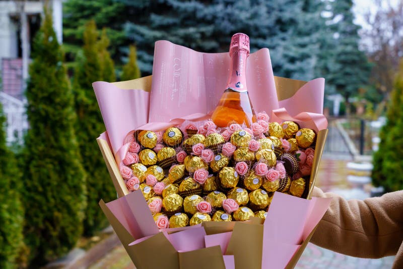 January 6, 2022 Balti Moldova. Gift Bouquet of Sweets Editorial Stock ...