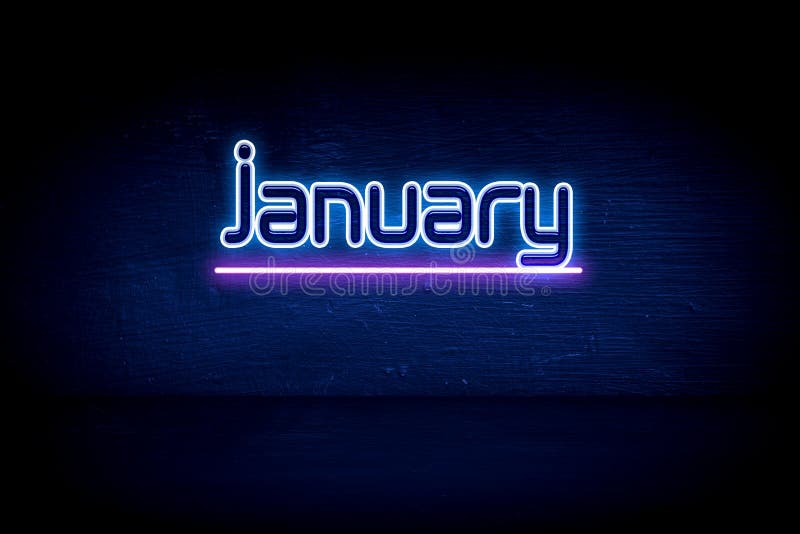January - Blue Neon Announcement Signboard Stock Image - Image of ...