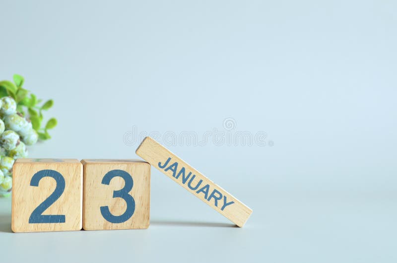 January 23, Calendar Cover Design with Number Cube with Green Fruit on ...