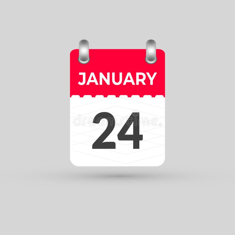January 24 Calendar Date Month Icon Stock Illustration - Illustration ...