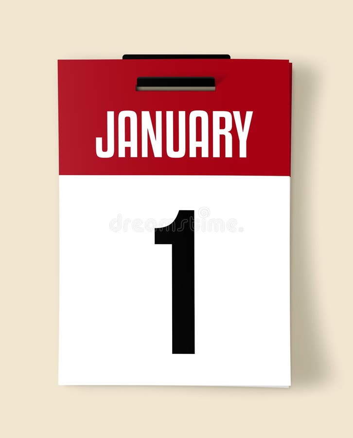 1 January Calendar Date, a Realistic Calendar Sheet Hanging on a Wall ...