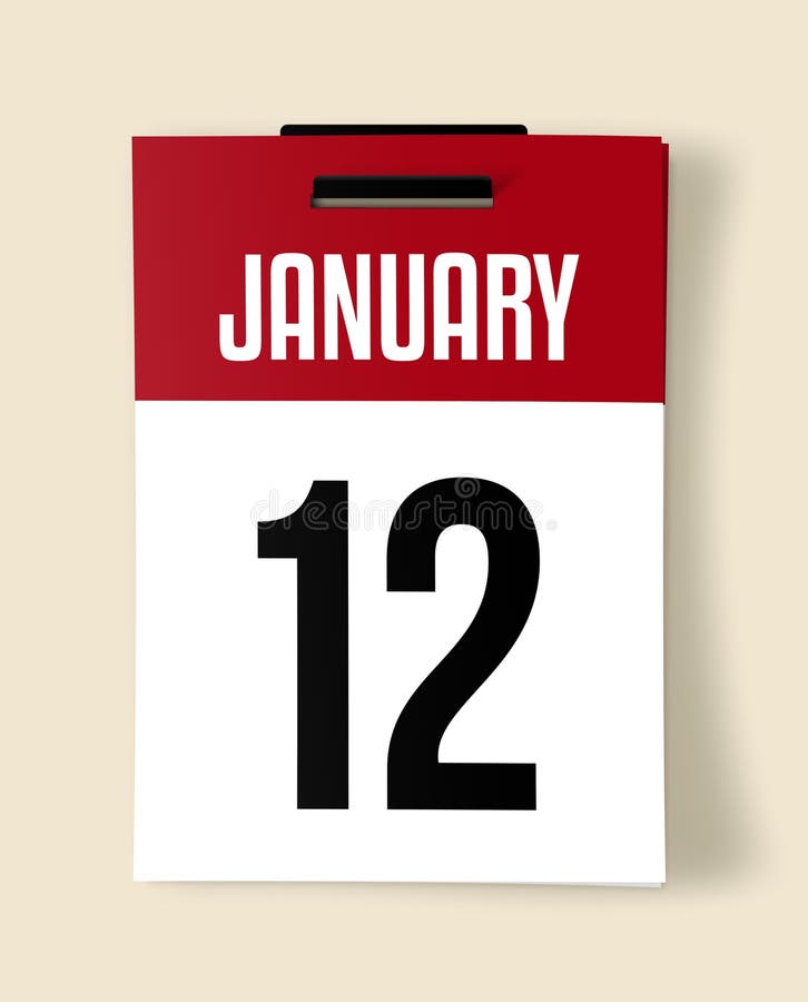 12 January Calendar Date, a Realistic Calendar Sheet Hanging on a Wall ...